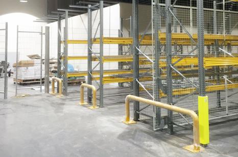 Warehouse Racking with Mesh and Barrier Protection | OfficeSTOR