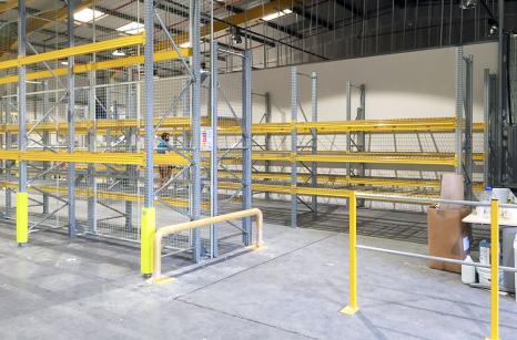 Warehouse Racking with Mesh and Barrier Protection | OfficeSTOR